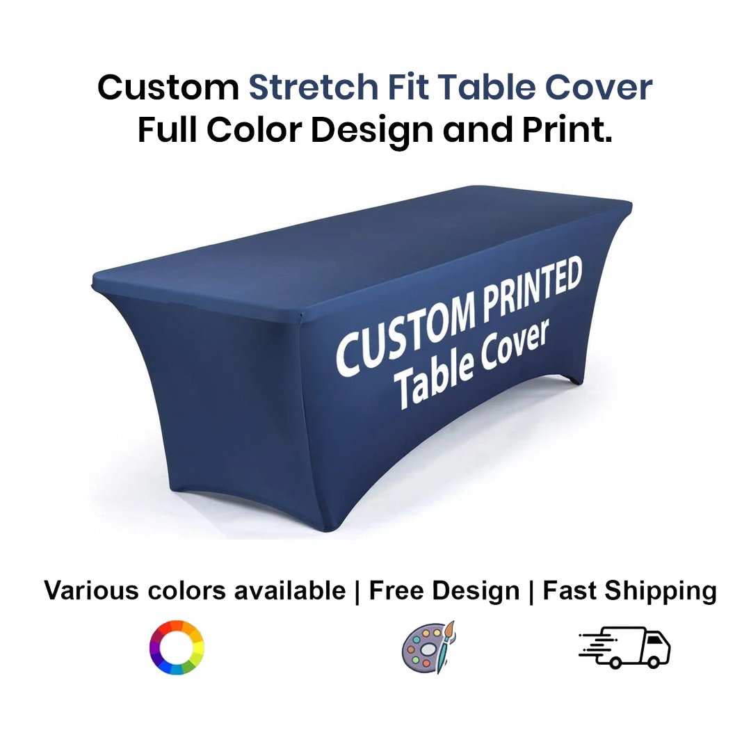 Customised Stretch Fit Table Cover | Business Event Logo Tablecloth ...