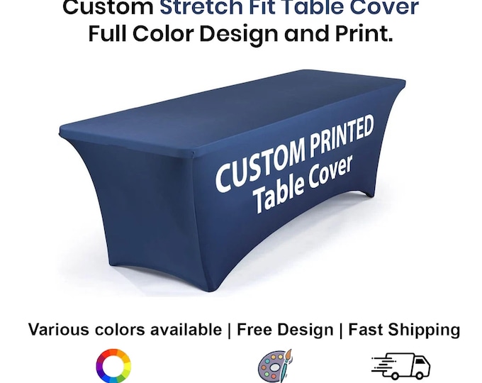 Customised Stretch Fit Table Cover | Business Event Logo Tablecloth ...