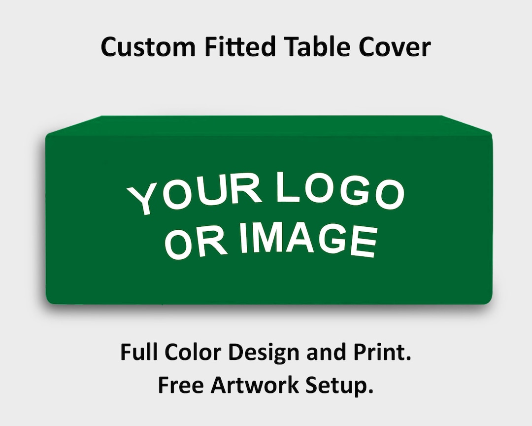 Custom Logo Table Cover, Personalized Fitted Table Cover With Your Logo, Design and Message ...