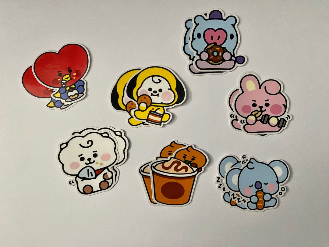BT21 Characters Glossy White Die Cut Sticker Set 7 Pieces - Etsy