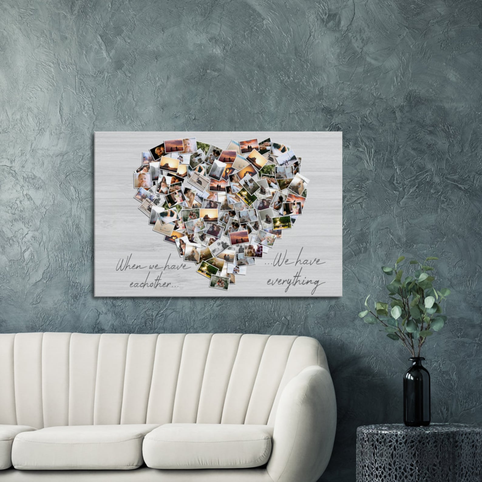 Custom Heart Photo Collage Canvas Personalized Message and - Etsy