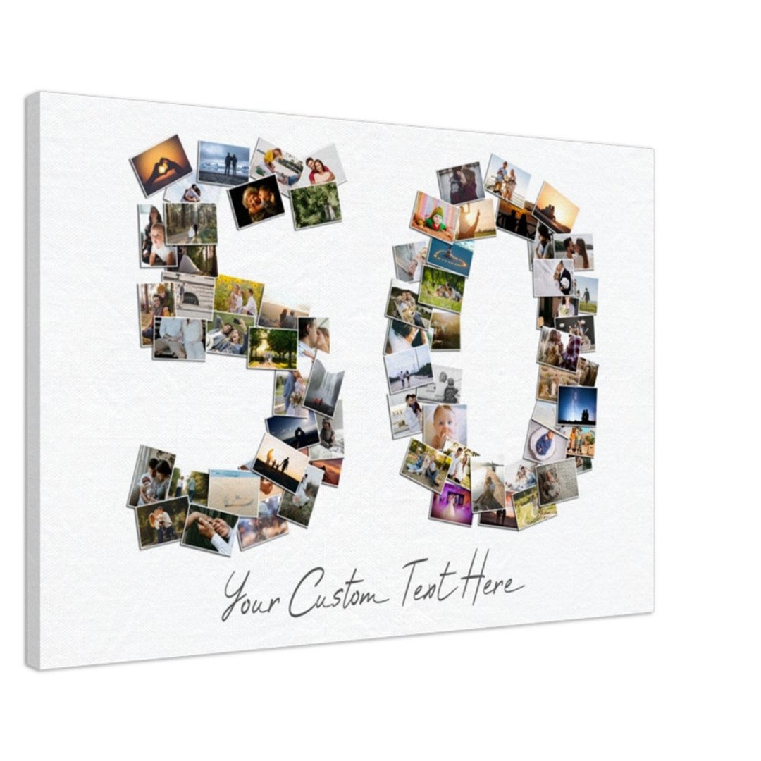 Custom Number Photo Collage Canvas - Personalized Birthday Gift ...
