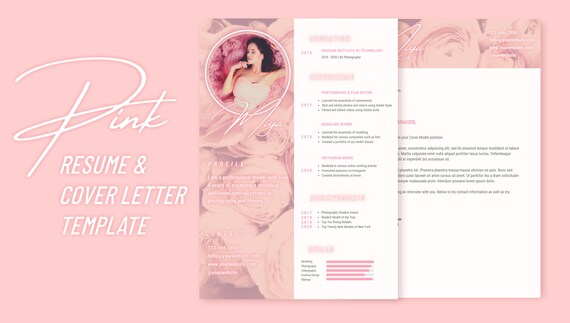 Pink Resume Template Editable Canva Digital Download Cover - Etsy