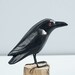 Raven Bird Statue, Painted Wood Carving, Wooden Bird, Handcrafted ...