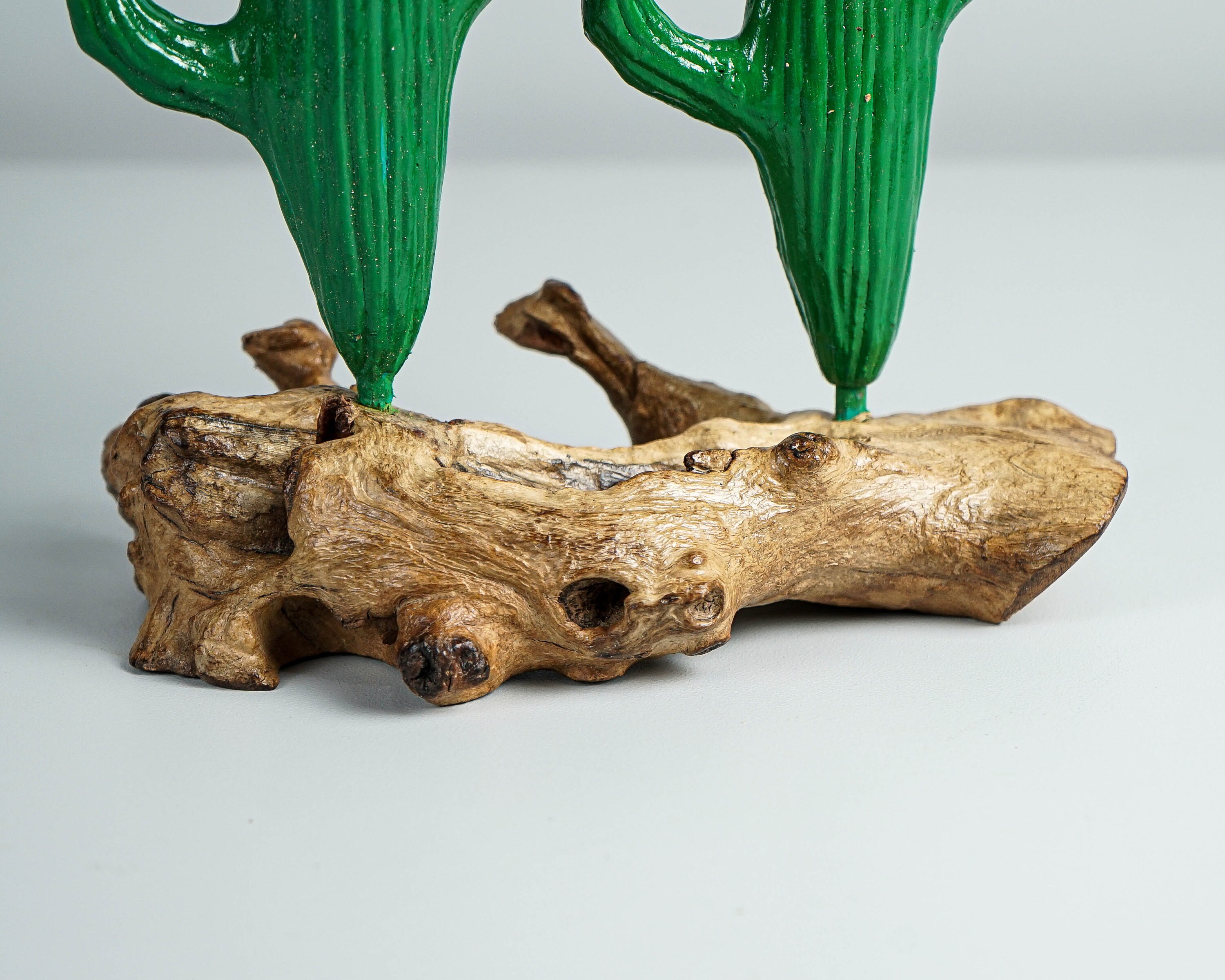 Green Cactus Statue Couple Wooden Sculpture Painted - Etsy
