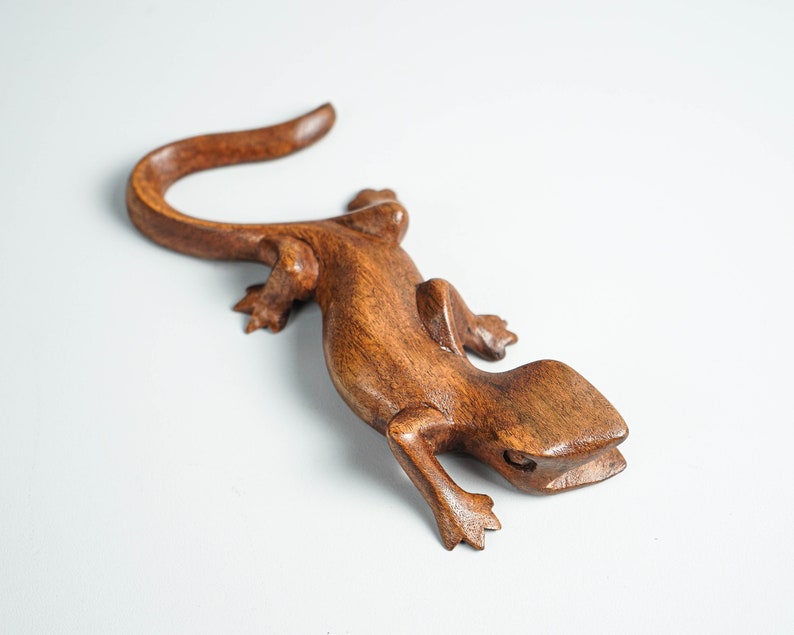Gecko Sculpture Animal Statue Wood Carving Handcrafted | Etsy