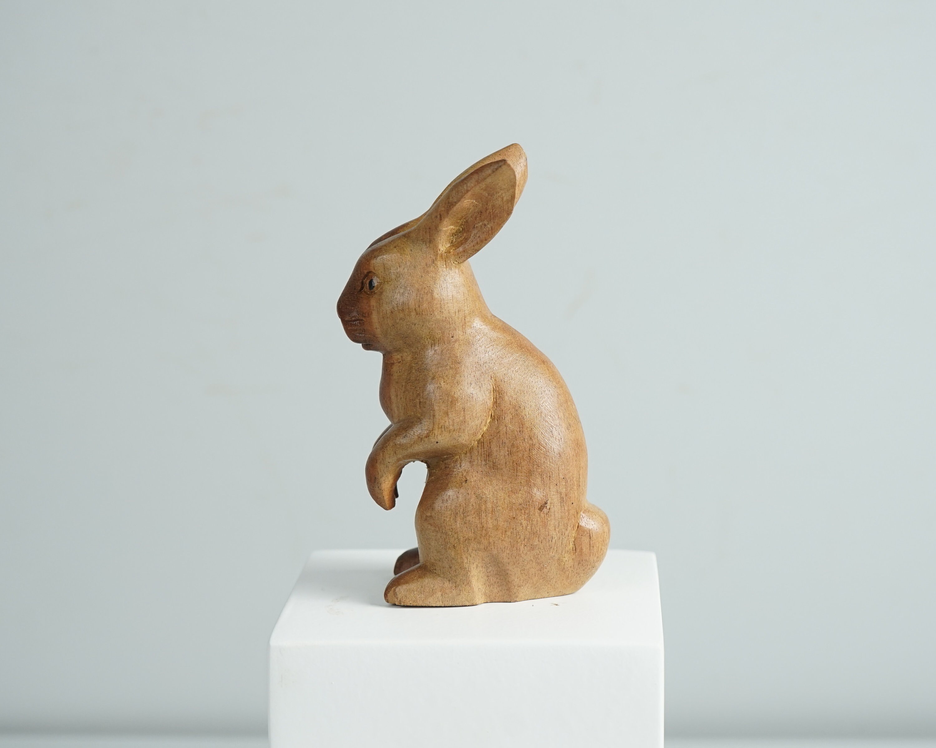 Wooden Rabbit Sculpture Animal Statue Wood Carving | Etsy