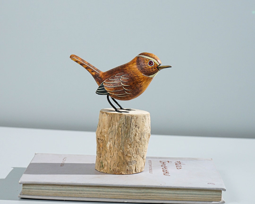 Wren Bird, Art Statue, Bird Sculpture, Wooden Bird, Animal Statue, Wood ...