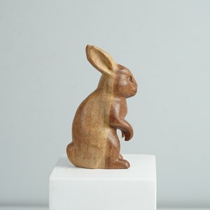 Wooden Rabbit Sculpture, Animal Statue, Wood Carving, Handmade ...