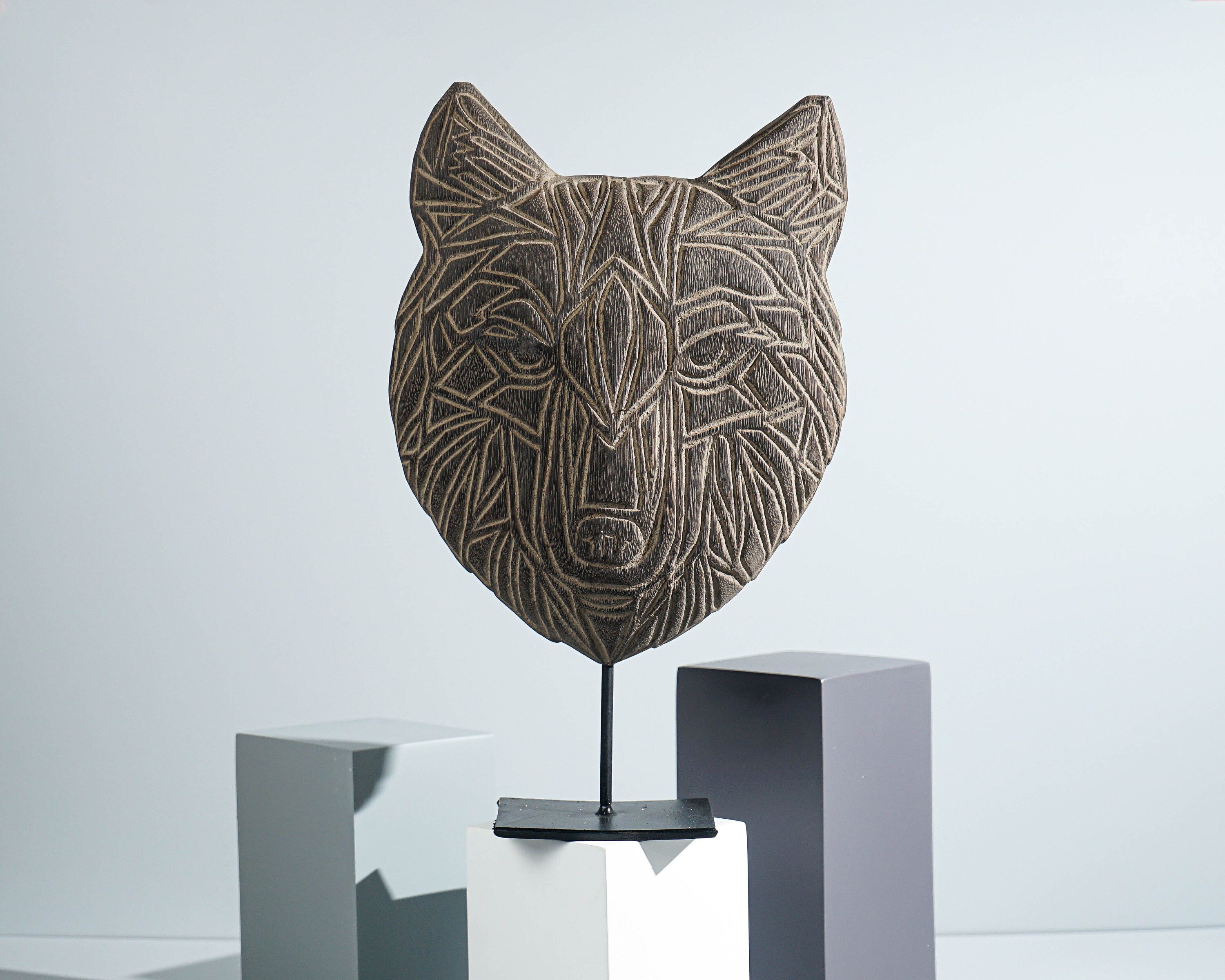 Wooden Wolf Traditional Mask, Wall Art, Hanging Figurine, Animal Statue ...