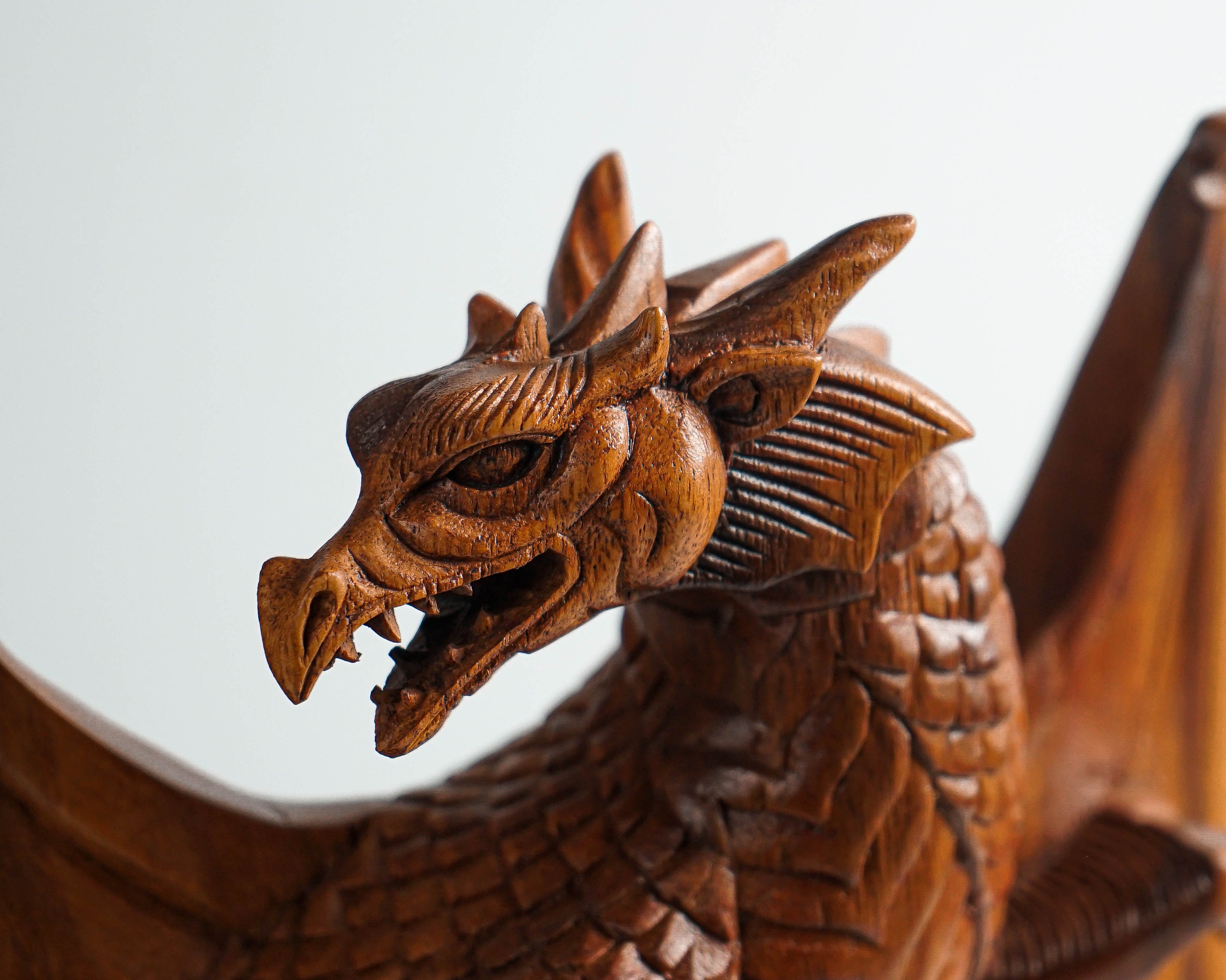Wooden Dragon Statue Unique Sculpture Chinese Dragon - Etsy