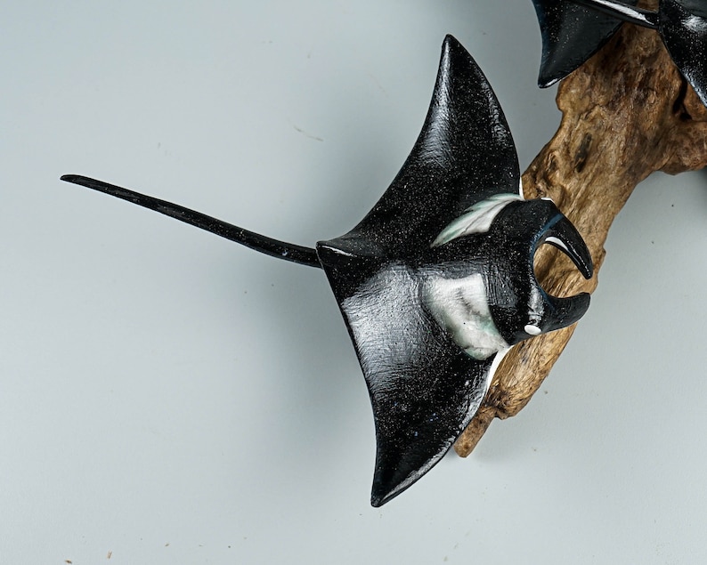 Black Manta Ray Trio Wall Statue Hanging Sculpture Wooden | Etsy