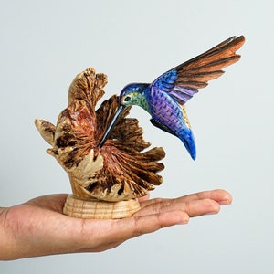 Colorful Hummingbird Statue, Blue, Painted Sculpture, Colorful Art ...