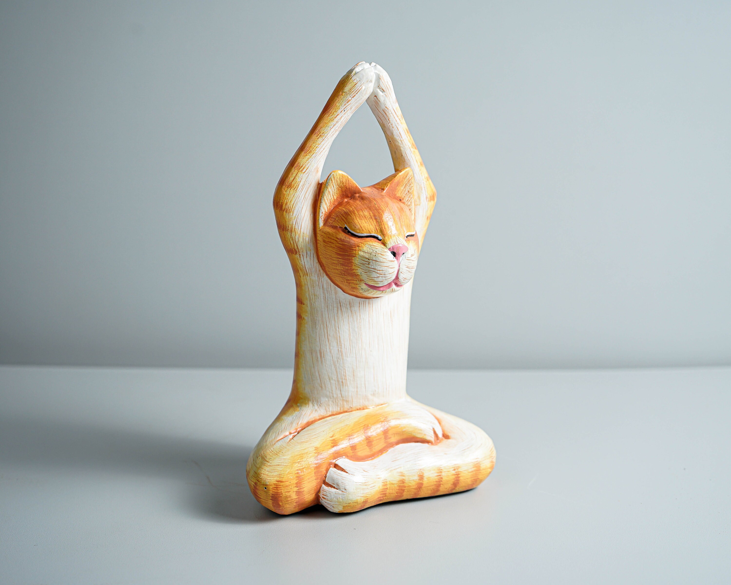 Painted Cat Statue Cat Yoga Pose Figurine Handcrafted - Etsy