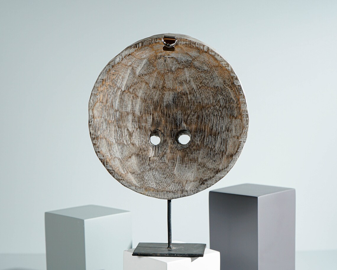 Round Mask of Timor, Primitive, Wall Decor, Wood Carving, Hanging ...