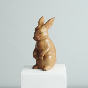 Wooden Rabbit Sculpture, Animal Statue, Wood Carving, Handmade ...