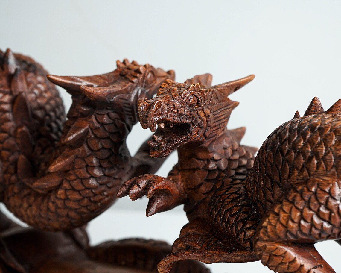 Couple Dragon Ornament, Twin Dragon Statue, Legend Animal, Fantasy ...
