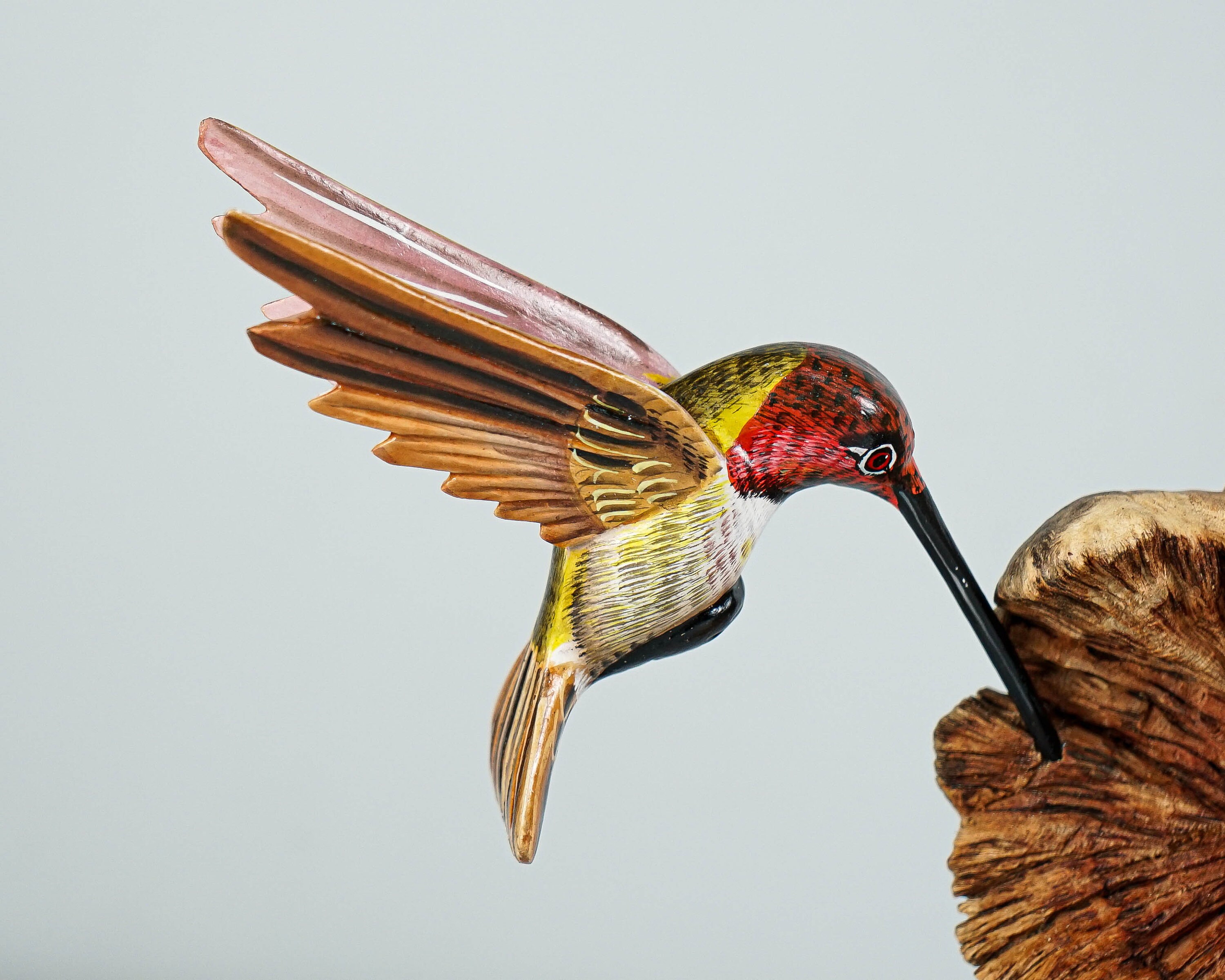 Colorful Hummingbirds Statue Three Birds Painted Wooden - Etsy