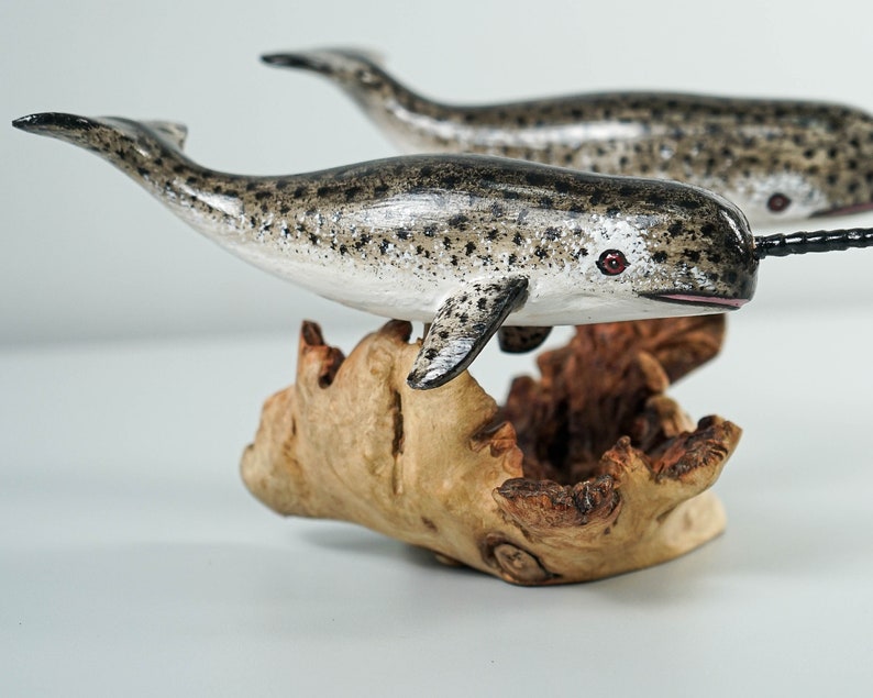 Wooden Narwhal Sculpture, Couple, Tusk, Arctic Animal, Personalized ...