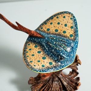 Colorful Stingray Sculpture, Wooden Art, Painted, Beach Decoration ...