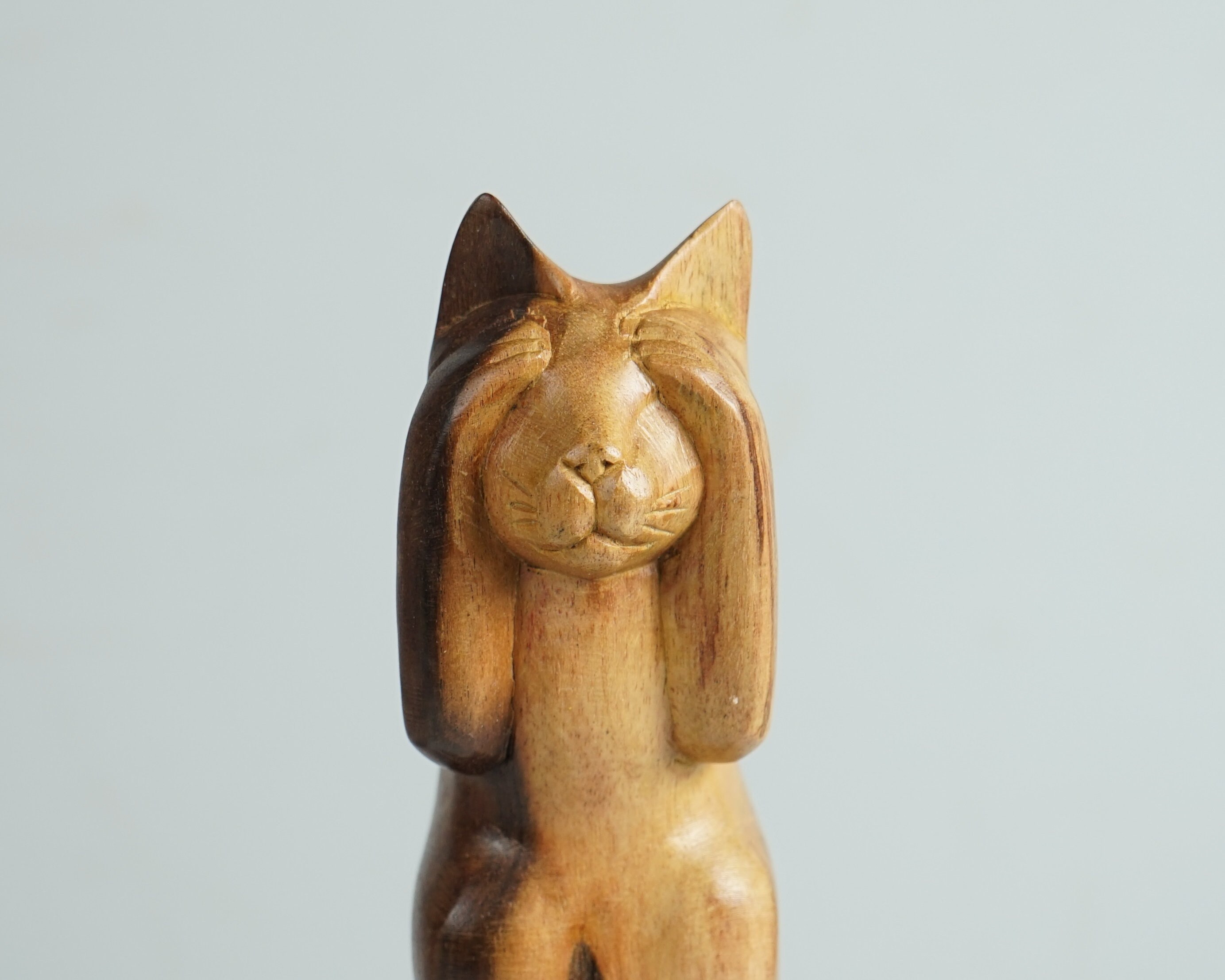 Wooden Cat Sculpture Animal Statue Wood Carving | Etsy