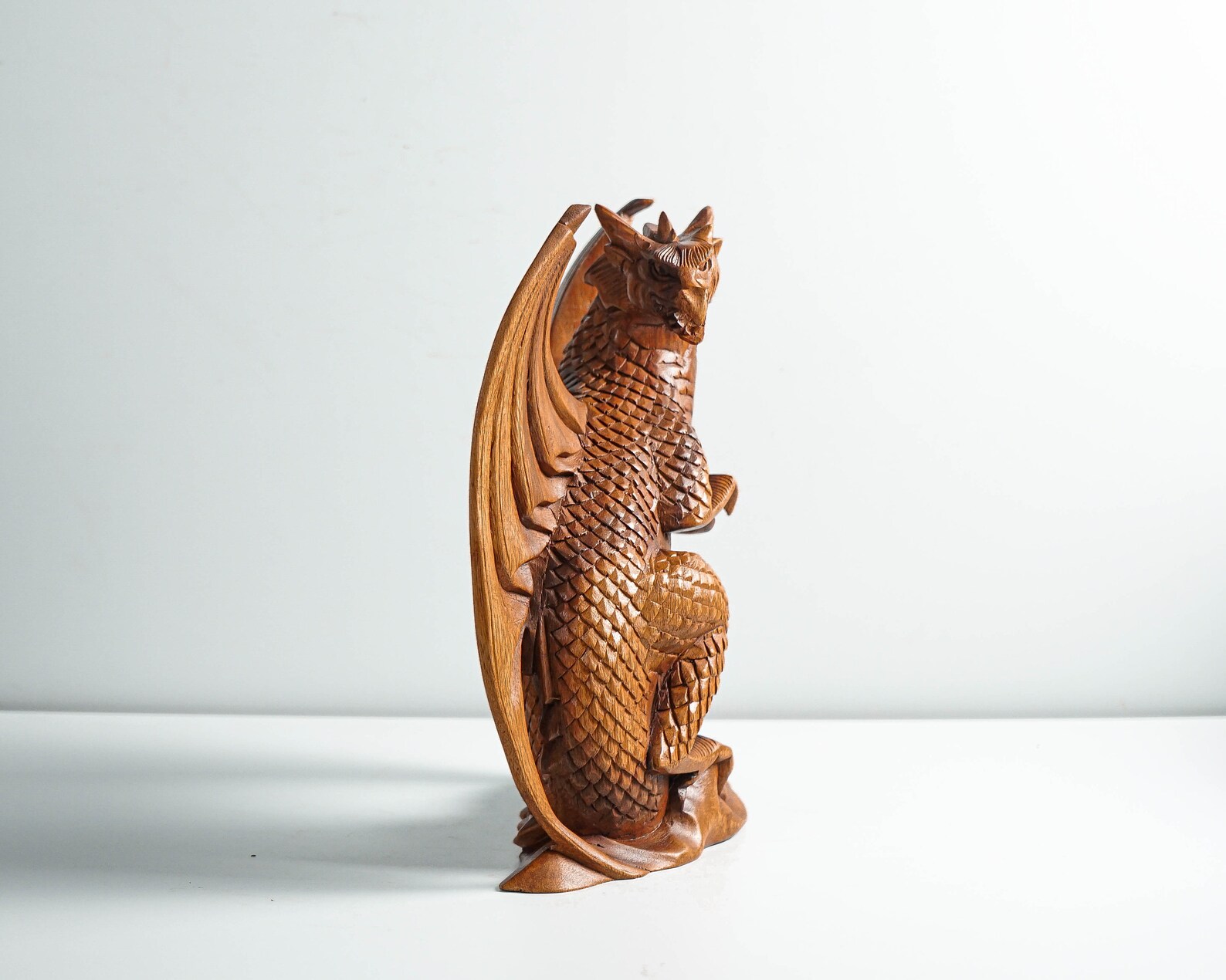 Wooden Dragon Statue Unique Sculpture Chinese Dragon - Etsy