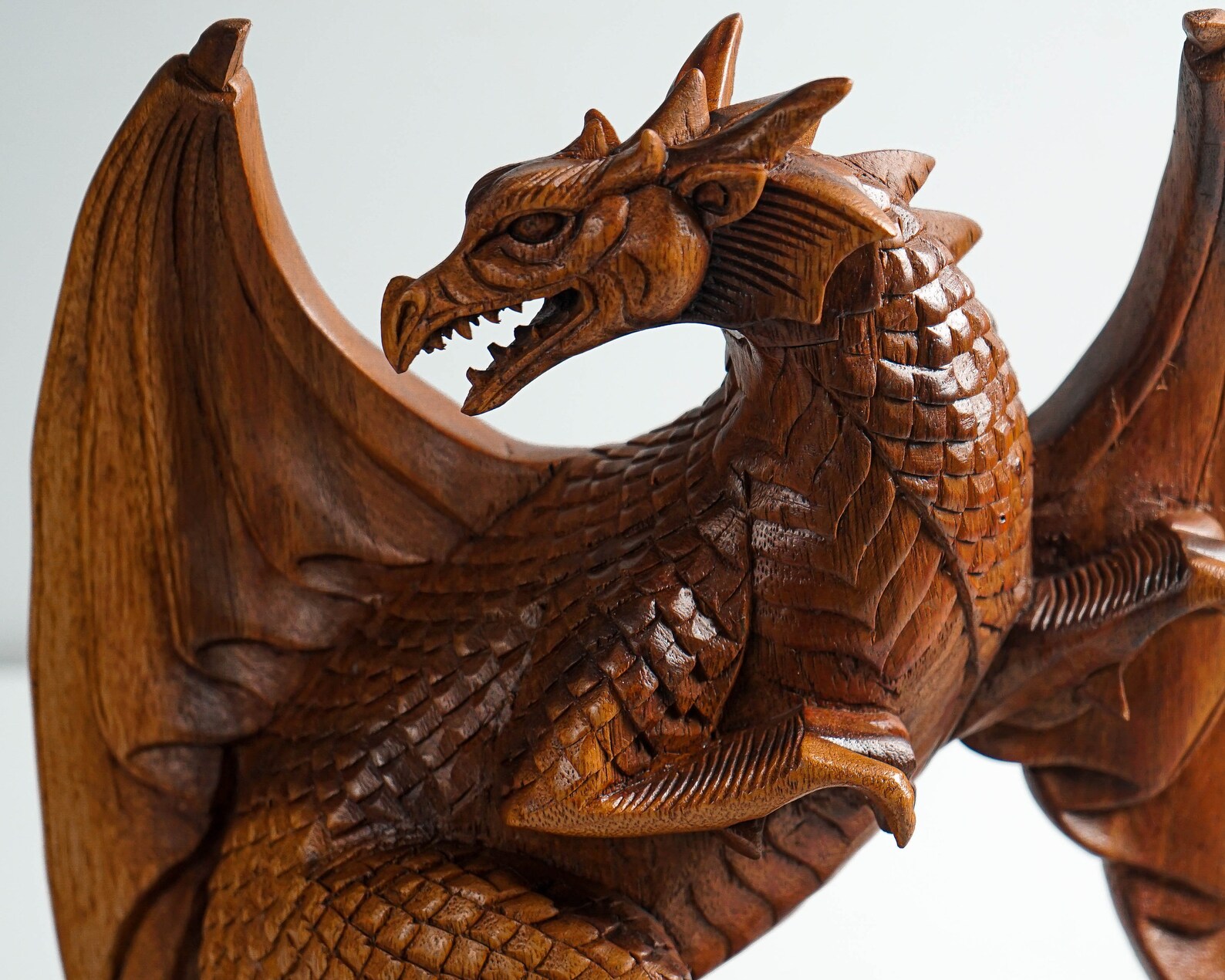 Wooden Dragon Statue Unique Sculpture Chinese Dragon - Etsy
