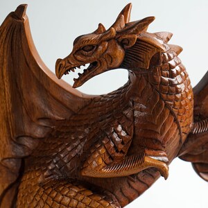 Wooden Dragon Statue, Unique Sculpture, Chinese Dragon, Mystical Animal ...
