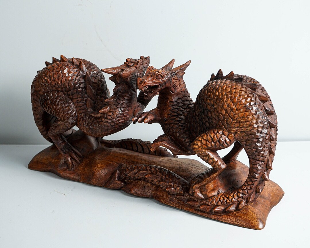 Couple Dragon Ornament, Twin Dragon Statue, Legend Animal, Fantasy ...