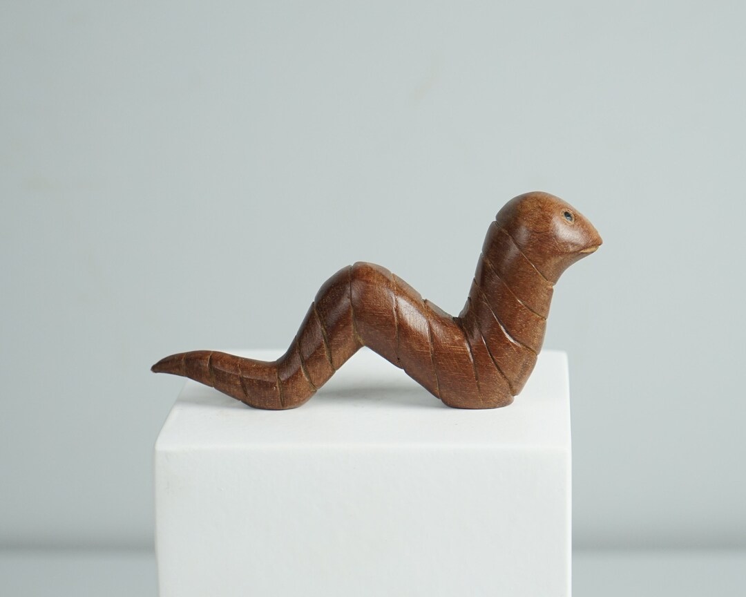 Wooden Worm Sculpture, Animal Statue, Wood Carving, Rustic, Worm ...