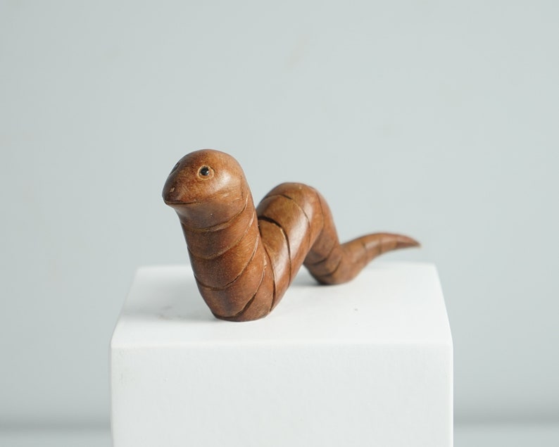 Wooden Worm Sculpture, Animal Statue, Wood Carving, Rustic, Worm ...