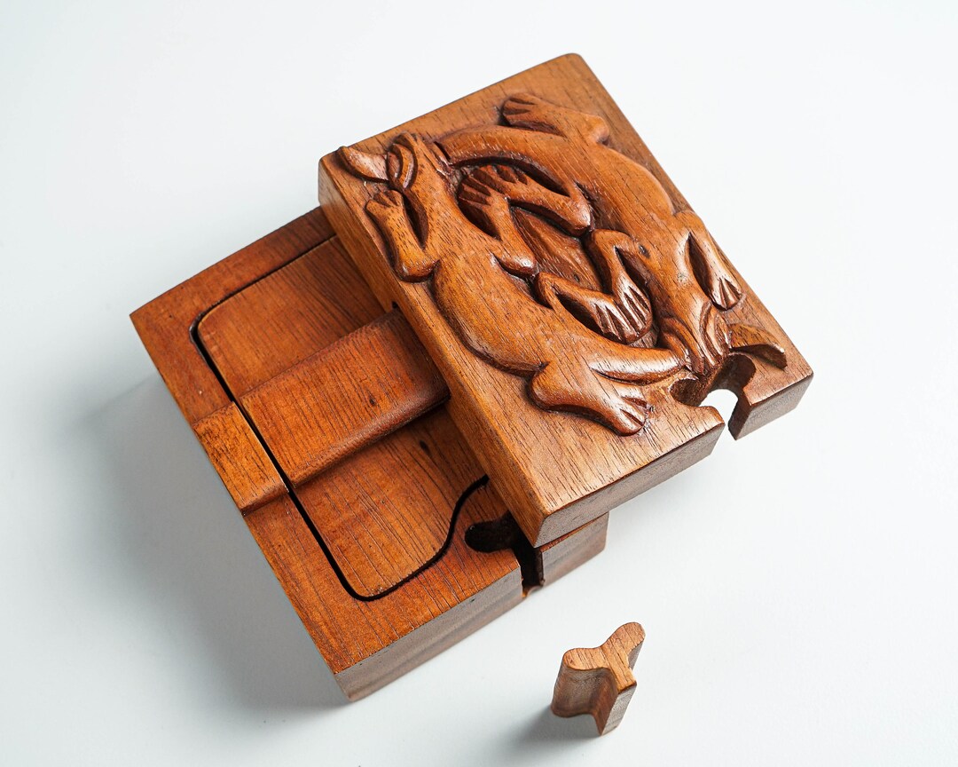 Wooden Puzzle Box, Mystery Box, Trinket Stash, Decorative, Wooden Box ...
