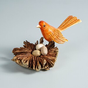 Red Canary Statue, Bird Nest Sculpture, Natural Piece, Egg, Colorful ...