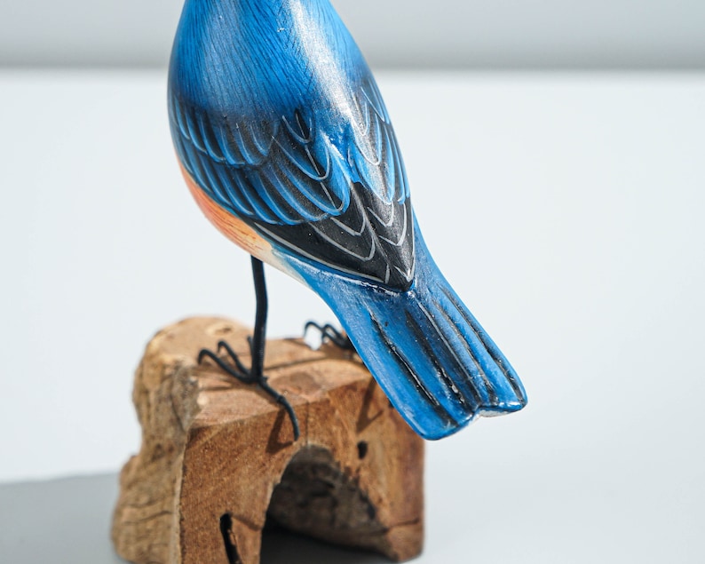 Eastern Bluebird Statue, Painted Wood Carving, Wooden Bird Art ...