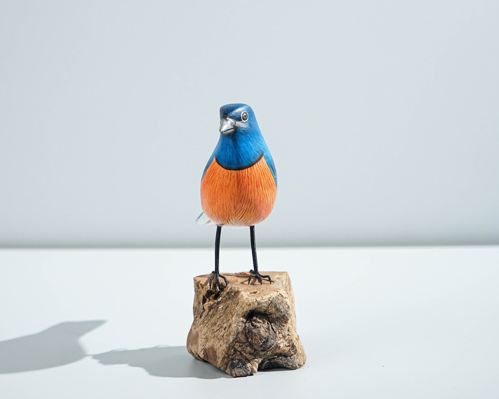 Eastern Bluebird Statue Painted Wood Carving Wooden Bird - Etsy