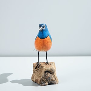 Eastern Bluebird Statue, Painted Wood Carving, Wooden Bird Art ...