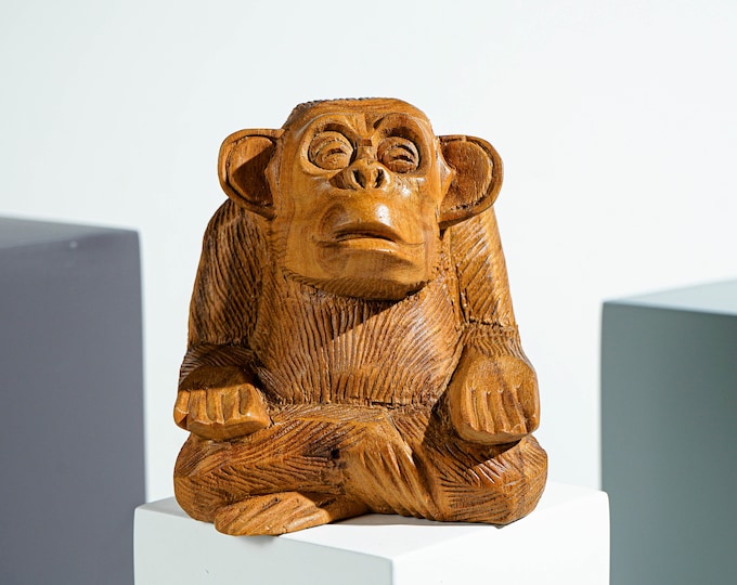 Funny Monkey Sculpture, Middle Finger Monkey, Wood Sculpture, Wood ...