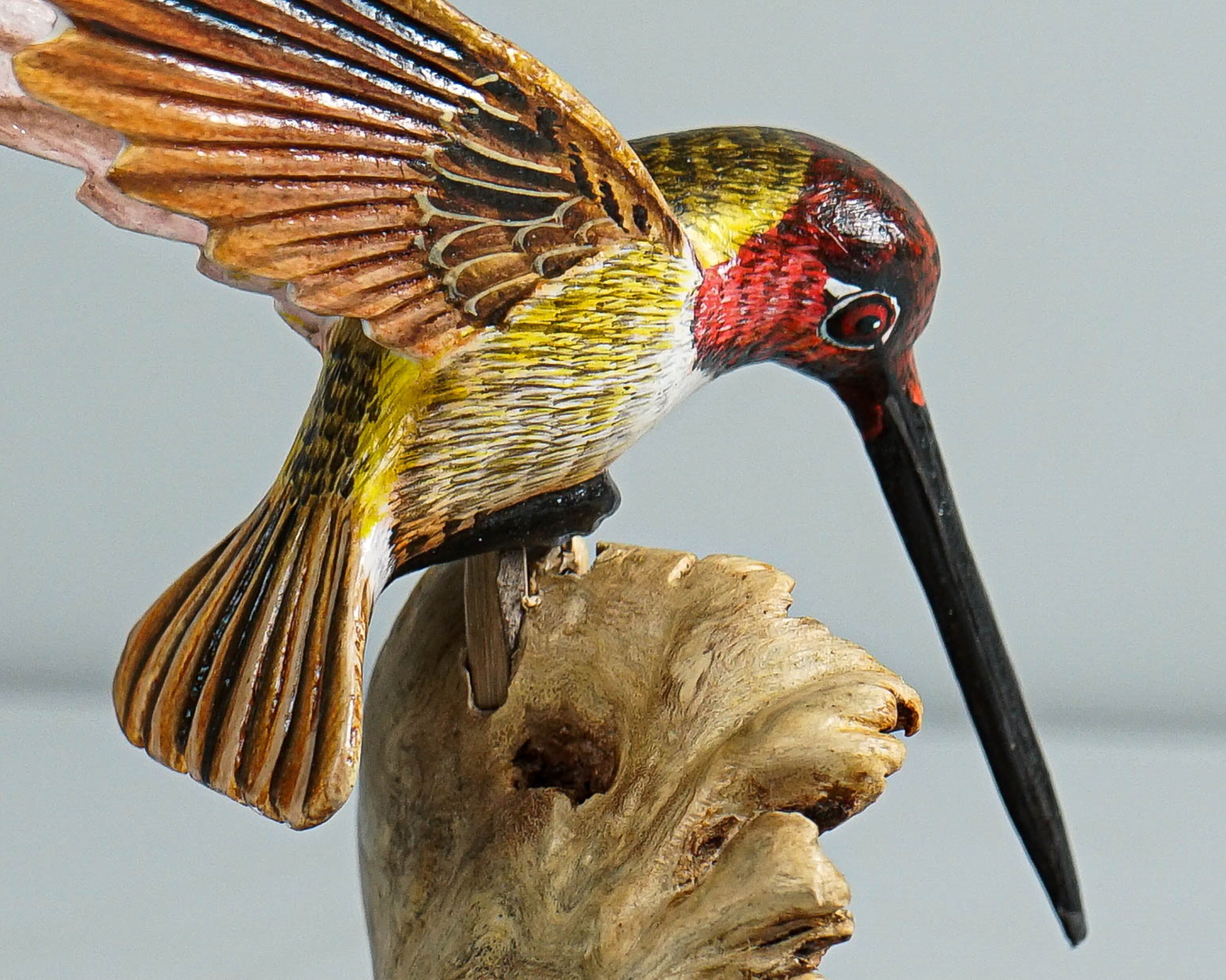 Colorful Hummingbird Statue Painted Sculpture Wood Carving - Etsy