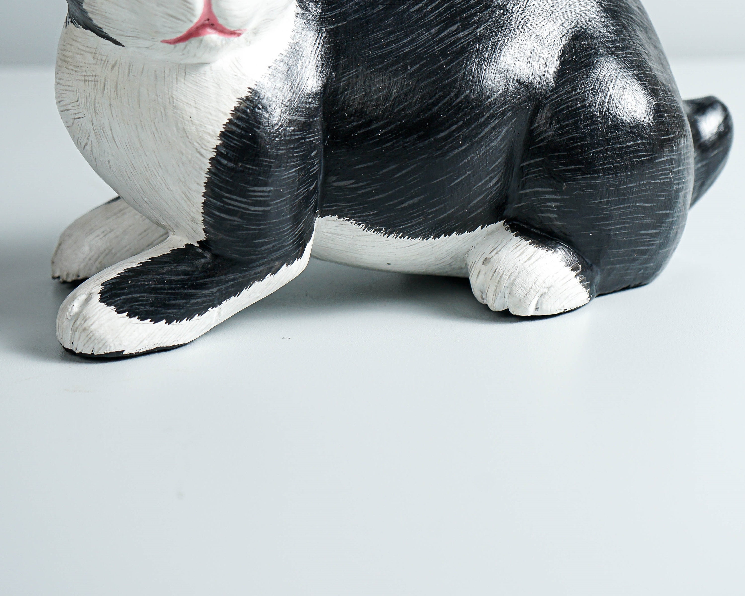 Black White Rabbit Figurine Wood Carving Rabbit Sculpture - Etsy