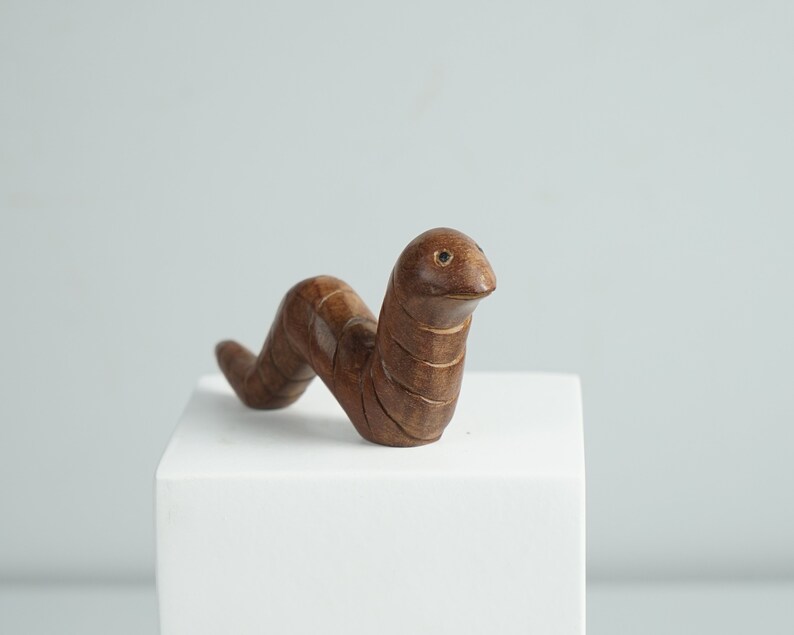 Wooden Worm Sculpture Animal Statue Wood Carving Rustic - Etsy