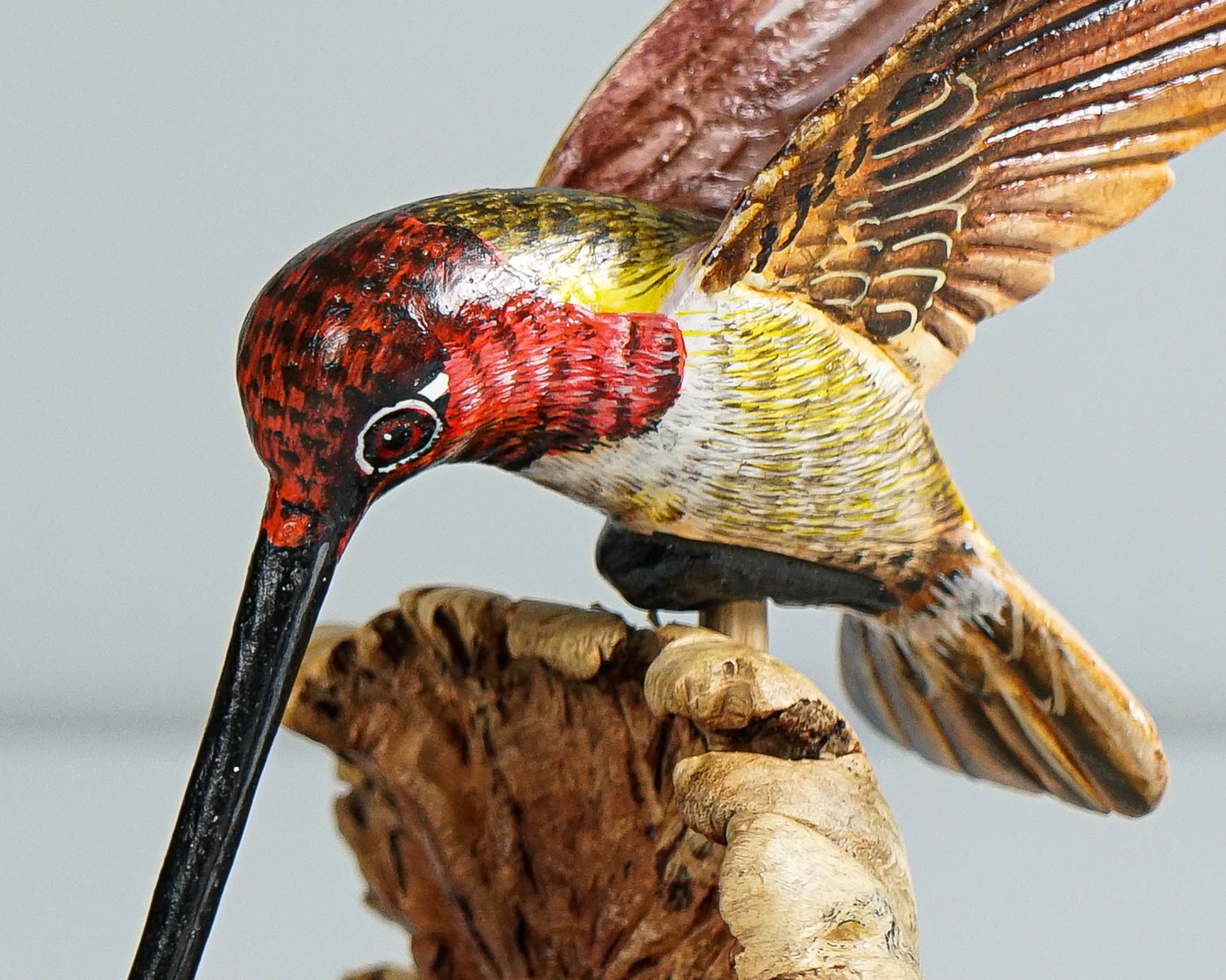 Colorful Hummingbird Statue Painted Sculpture Wood Carving - Etsy