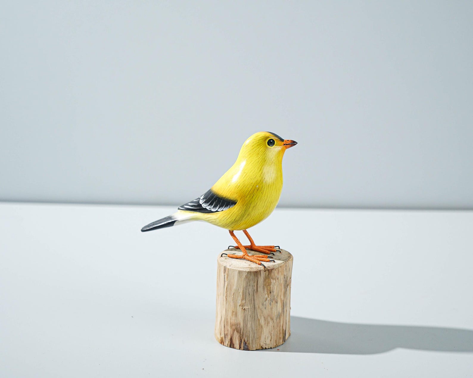 American Goldfinch Statue, Painted Wood Carving, Hand Painted, Wooden ...