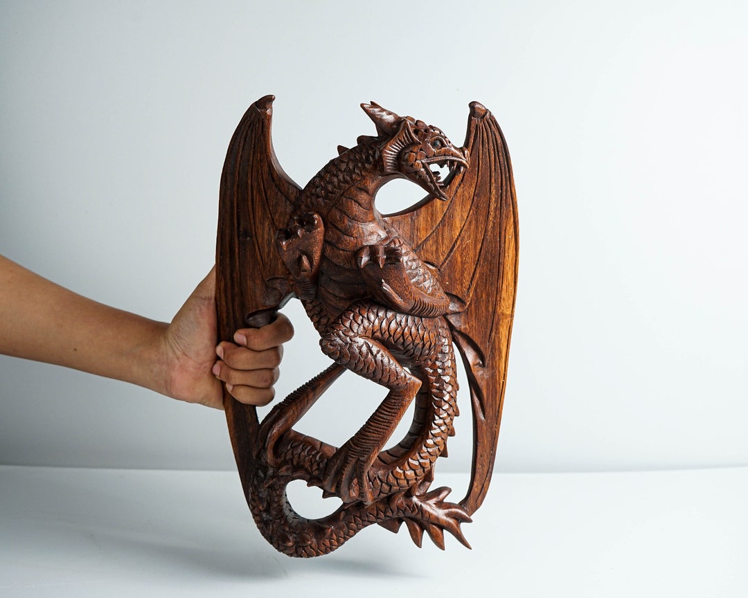 Dragon Wall Decor, Hanging Wooden Dragon, Mystical Animal, Ceiling ...