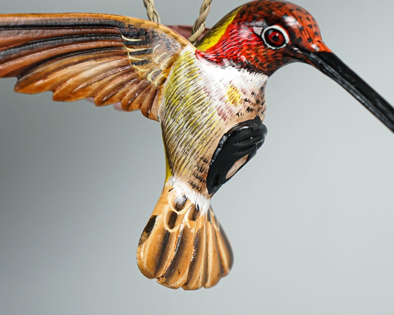 Colorful Hummingbird Statue, Hanging Sculpture, Wall Art, Painted ...