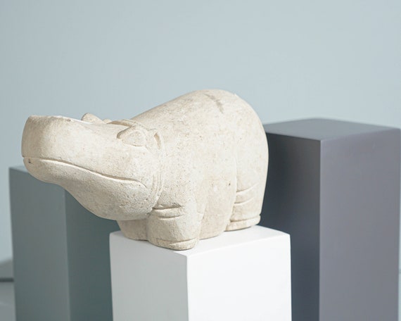 Hippo Stone Art Stone Décor Sculpture Garden Art Gift for - Etsy
