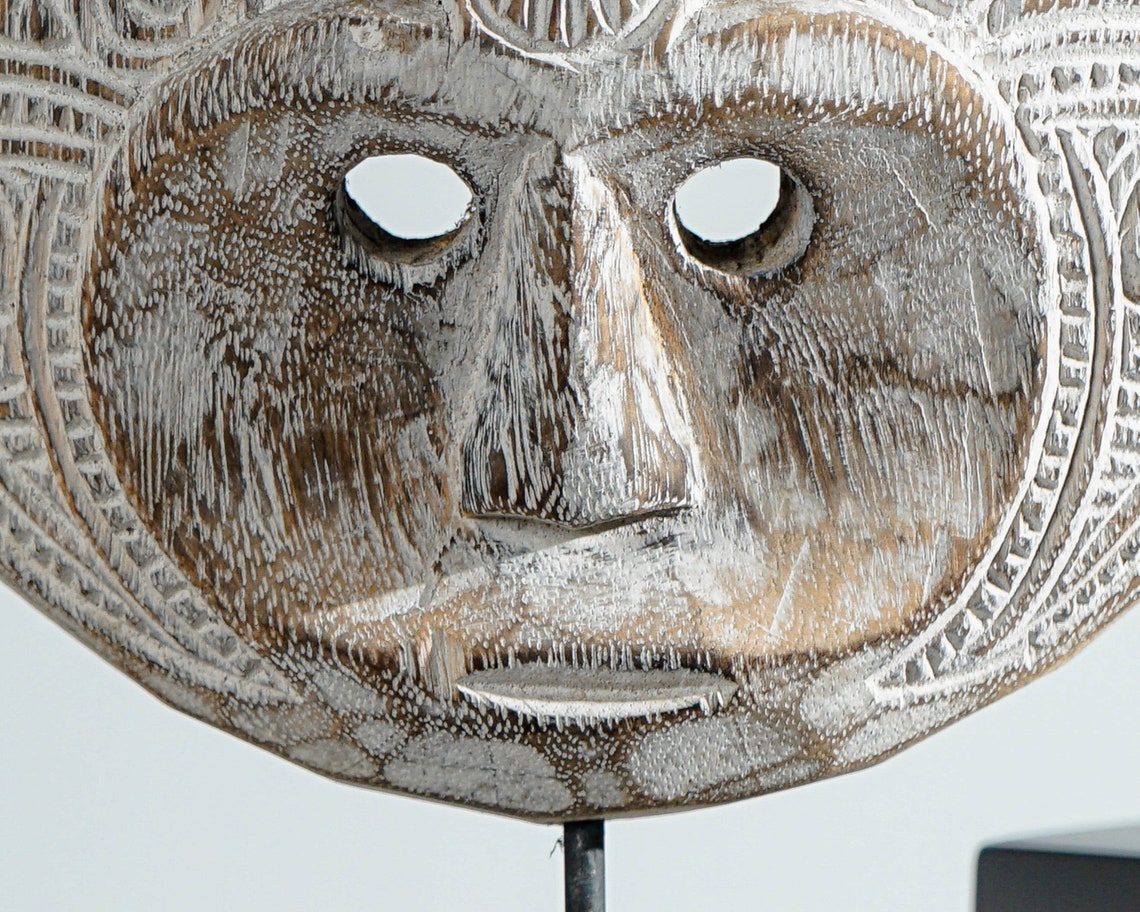 Round Mask of Timor, Primitive, Wall Decor, Wood Carving, Hanging ...