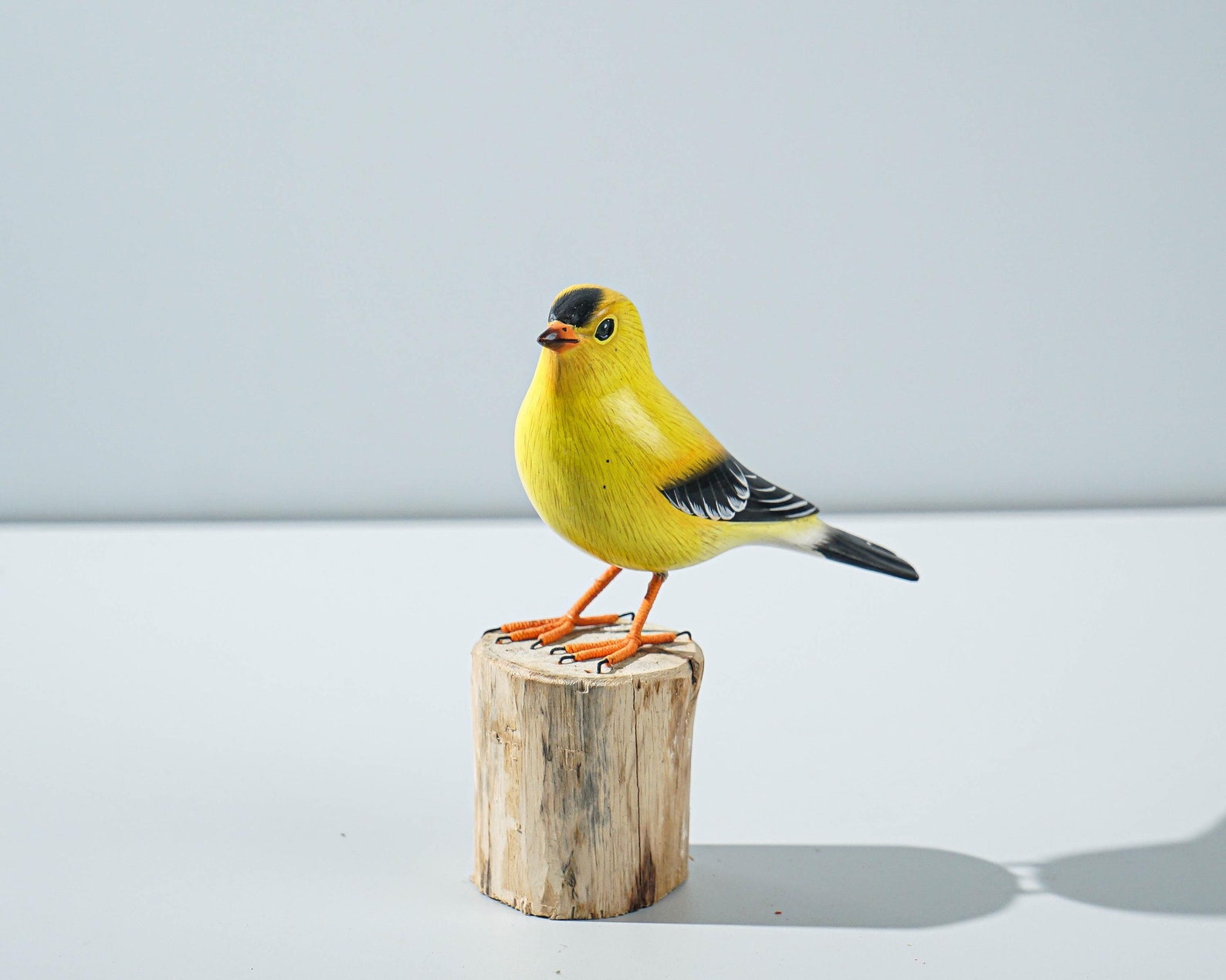 American Goldfinch Statue, Painted Wood Carving, Hand Painted, Wooden ...