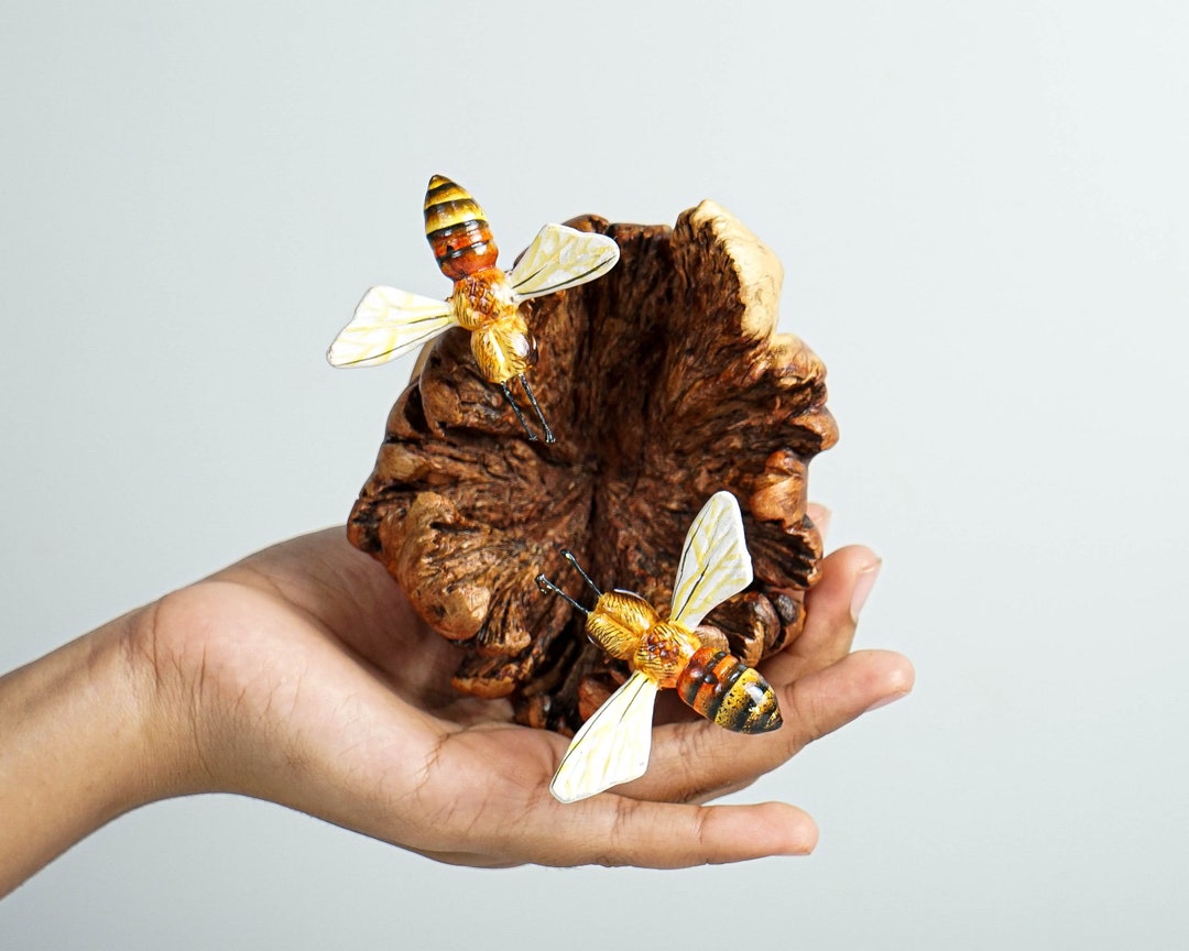 Bees on Comb, Colored Bee, Bee Statue, Tropical Decoration, Handmade ...