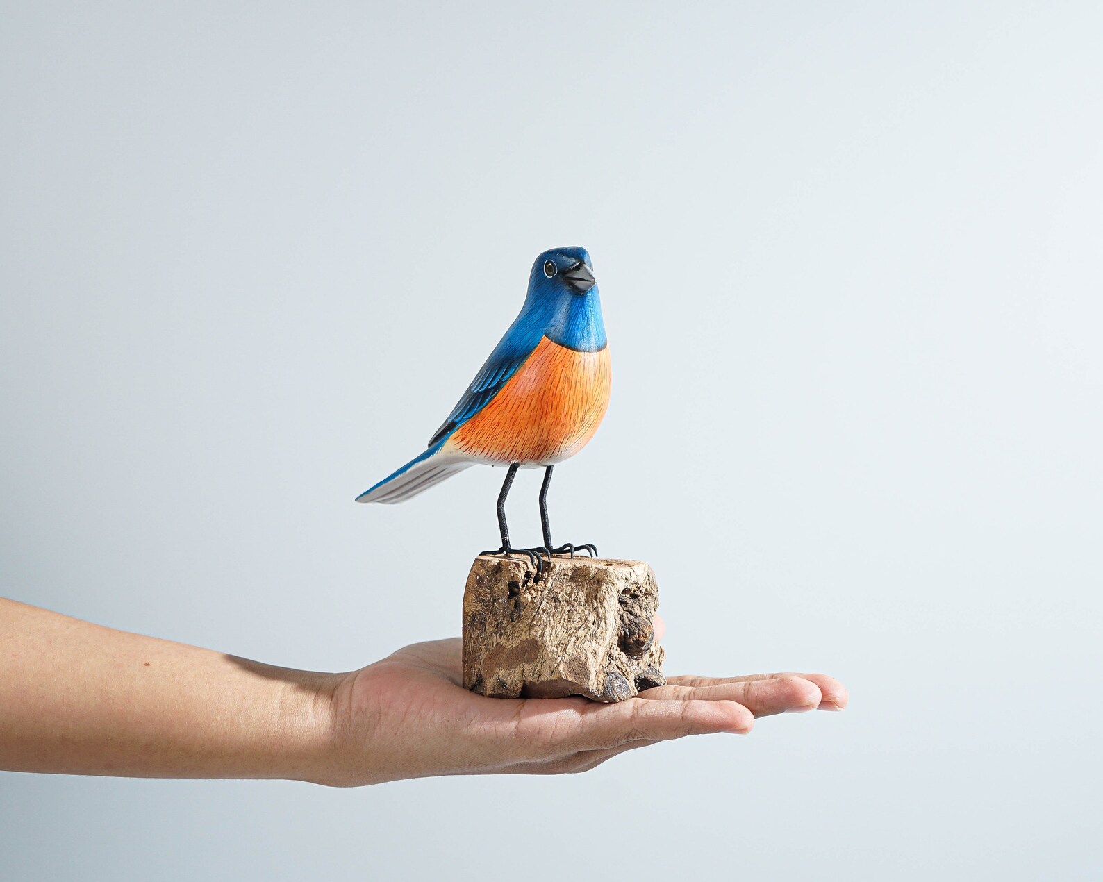 Eastern Bluebird Statue Painted Wood Carving Wooden Bird - Etsy