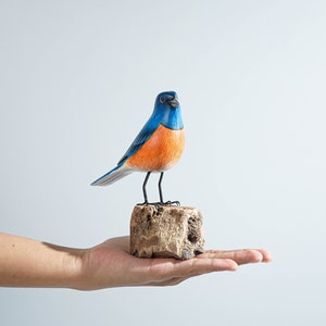 Eastern Bluebird Statue Painted Wood Carving Wooden Bird - Etsy